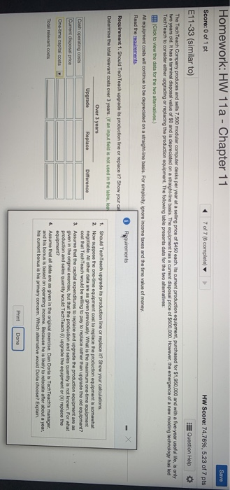 Solved Save Homework: HW 11a - Chapter 11 Score: 0 of 1 pt | Chegg.com