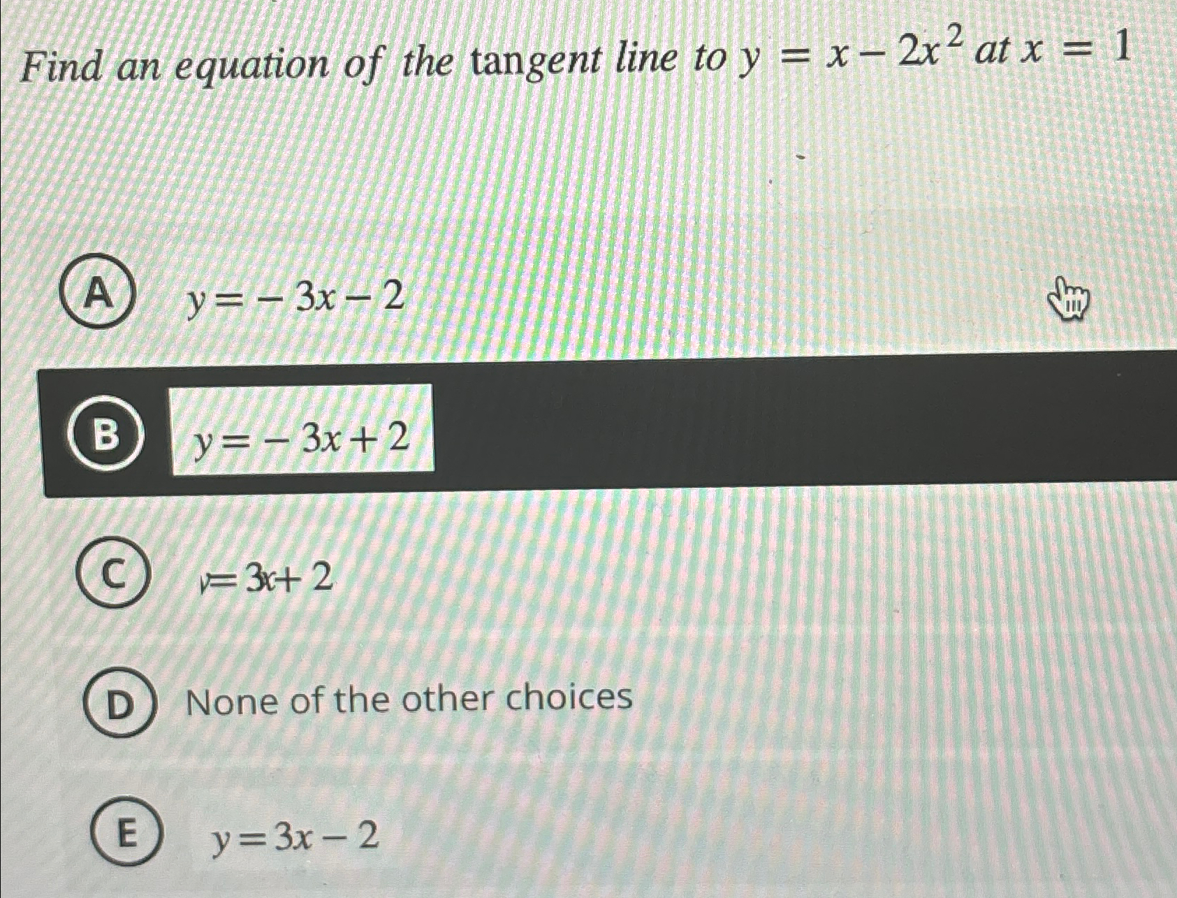 Solved Find an equation of the tangent line to y=x-2x2 ﻿at | Chegg.com