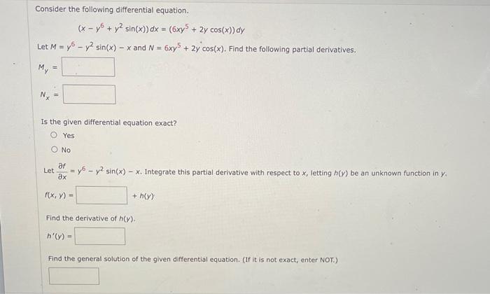 Solved Consider the following differential equation. | Chegg.com