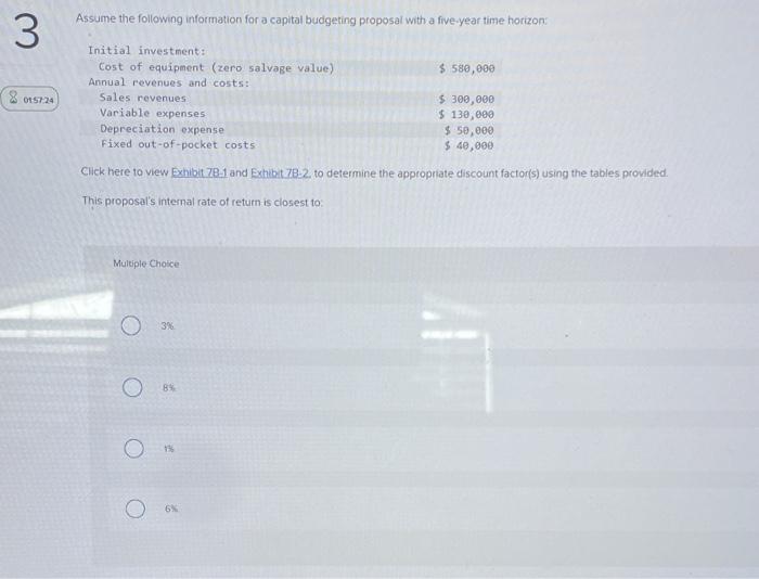Solved Assume the following information for a capital | Chegg.com