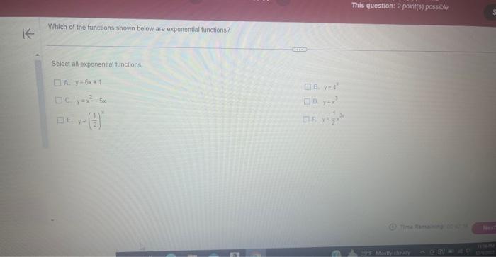 Solved Which of the functions shown below are exponential | Chegg.com