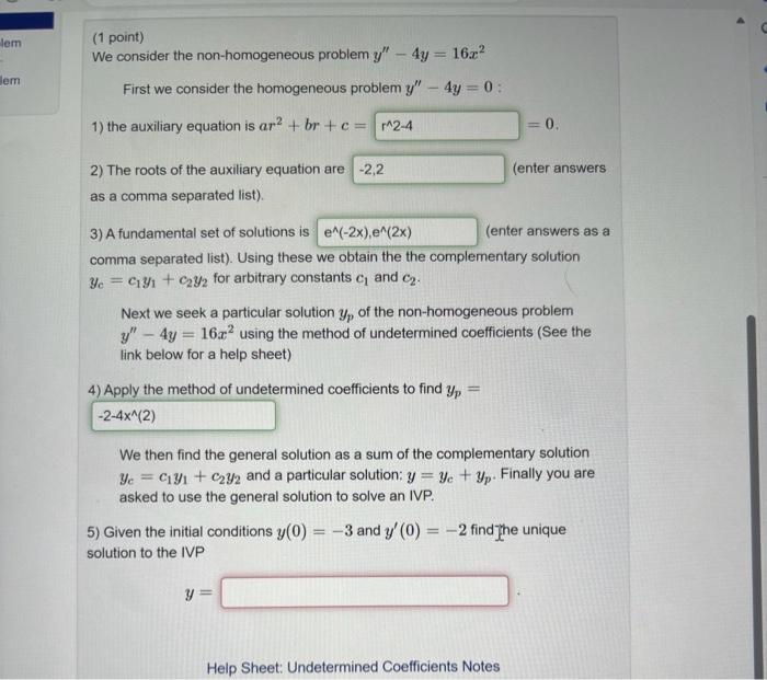 Solved 1 Point We Consider The Non Homogeneous Problem