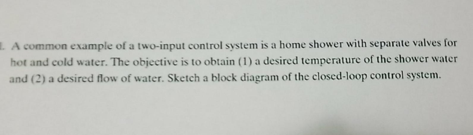 Solved 1. A common example of a two-input control system is | Chegg.com