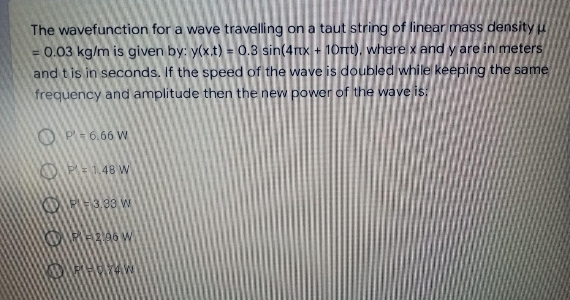 Solved The wavefunction for a wave travelling on a taut | Chegg.com