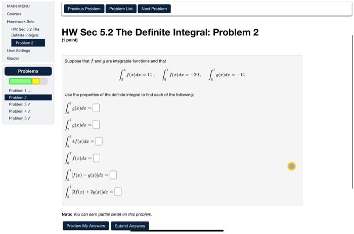 Solved Previous Problem Problern List Next Problem MAIN MENU | Chegg.com