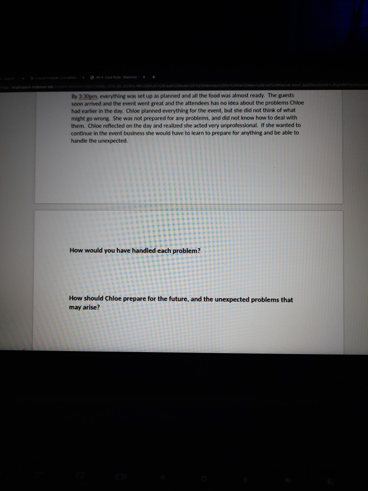 Solved CASE STUDY Dilemmas For The New Event Planner Jack Is Chegg
