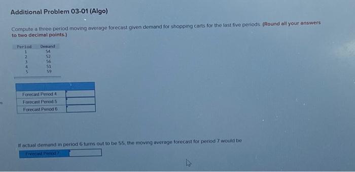 Solved es Additional Problem 03-01 (Algo) Compute a | Chegg.com