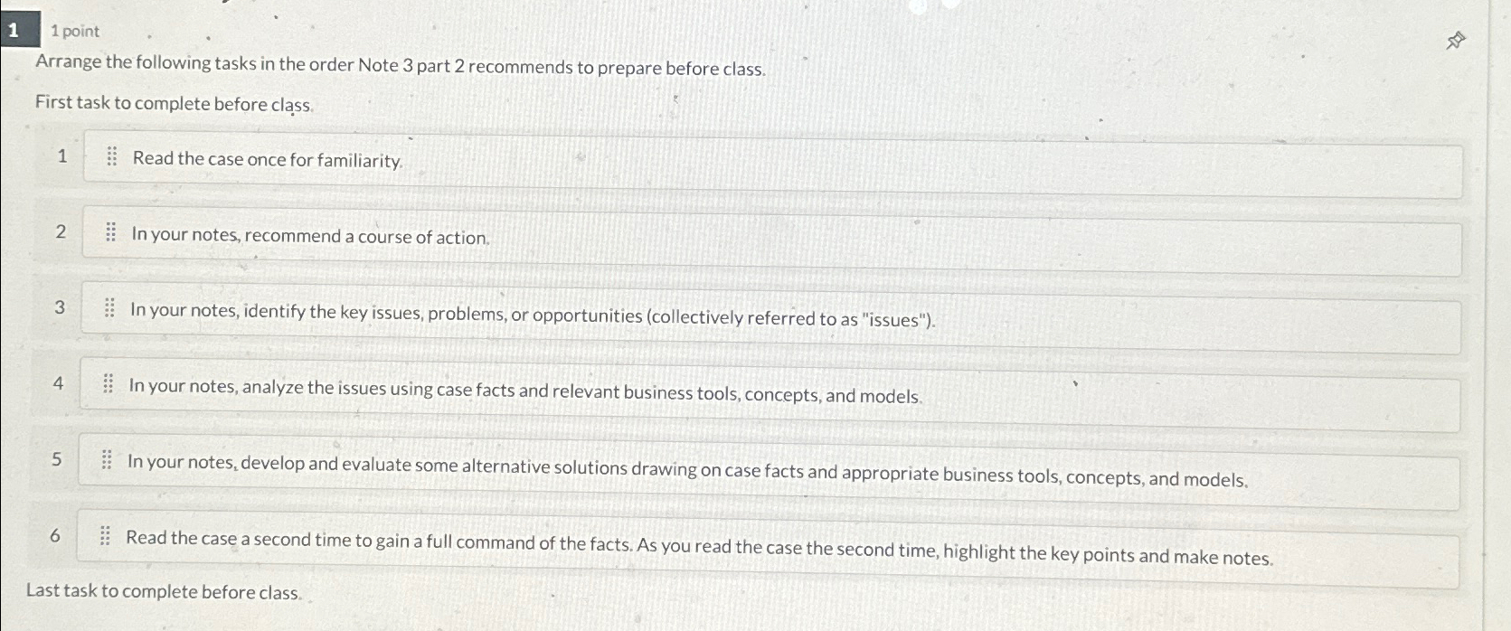 11 ﻿pointArrange the following tasks in the order | Chegg.com