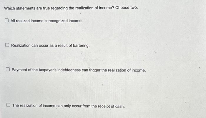 Solved Which statements are true regarding the realization | Chegg.com