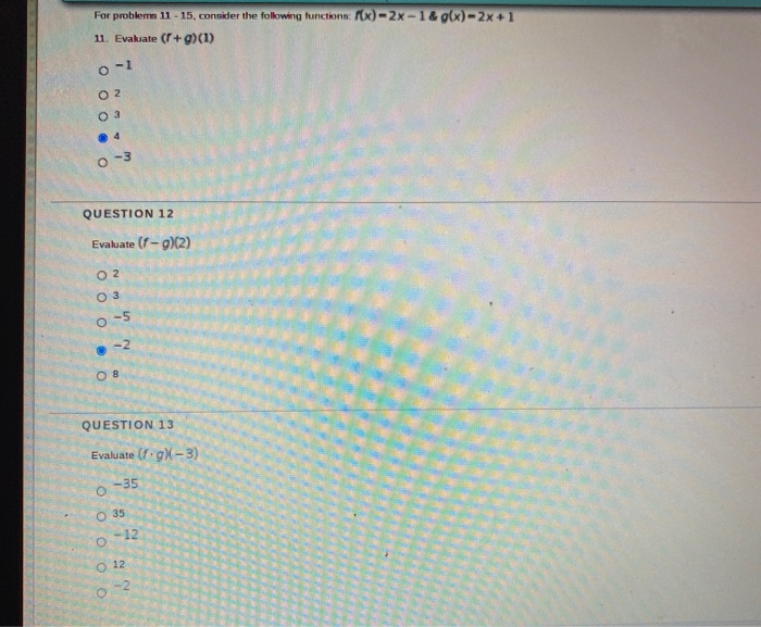 Solved Consider the functions: f(x) = 2x - 1 & g(x) = 2x + 1 | Chegg.com