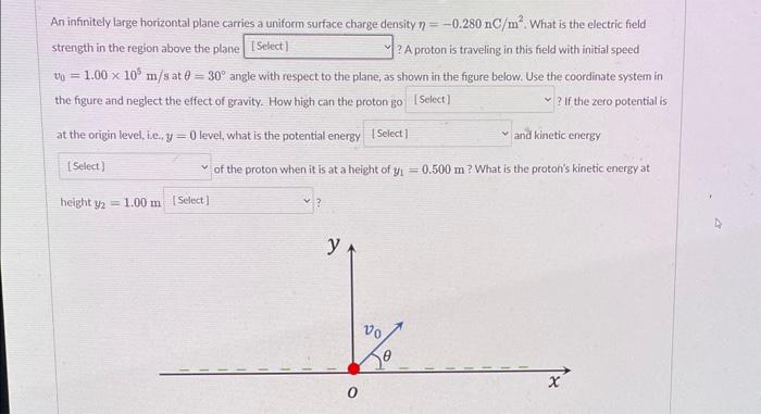 Solved An infinitely large horizontal plane carries a | Chegg.com