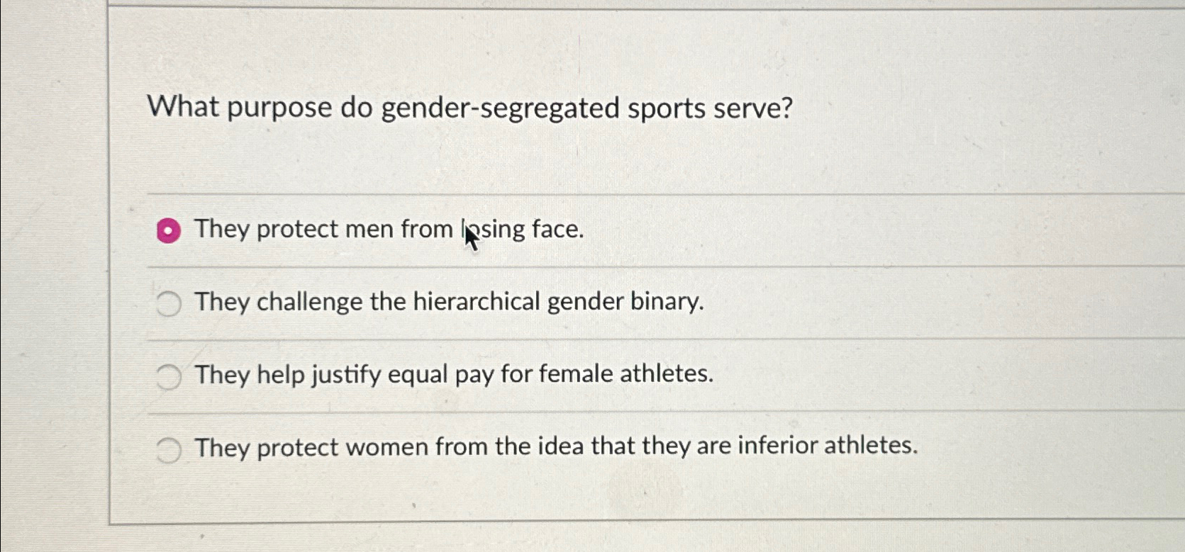 Solved What purpose do gender-segregated sports serve?They | Chegg.com