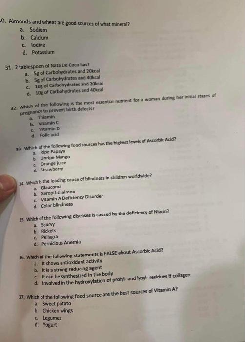 Solved INSTRUCTION: Choose the BEST answer. Use the answer | Chegg.com