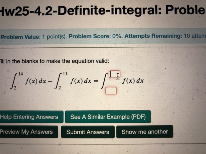 Solved Hw25-4.2-Definite-integral: Proble Problem Value: 1 | Chegg.com