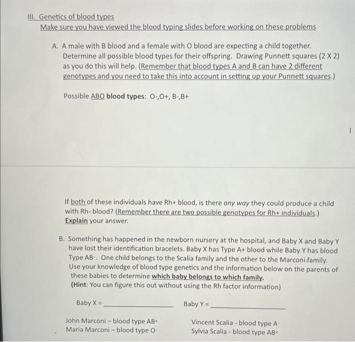 Solved 1. Genetics of blood types Make sure you have viewed | Chegg.com