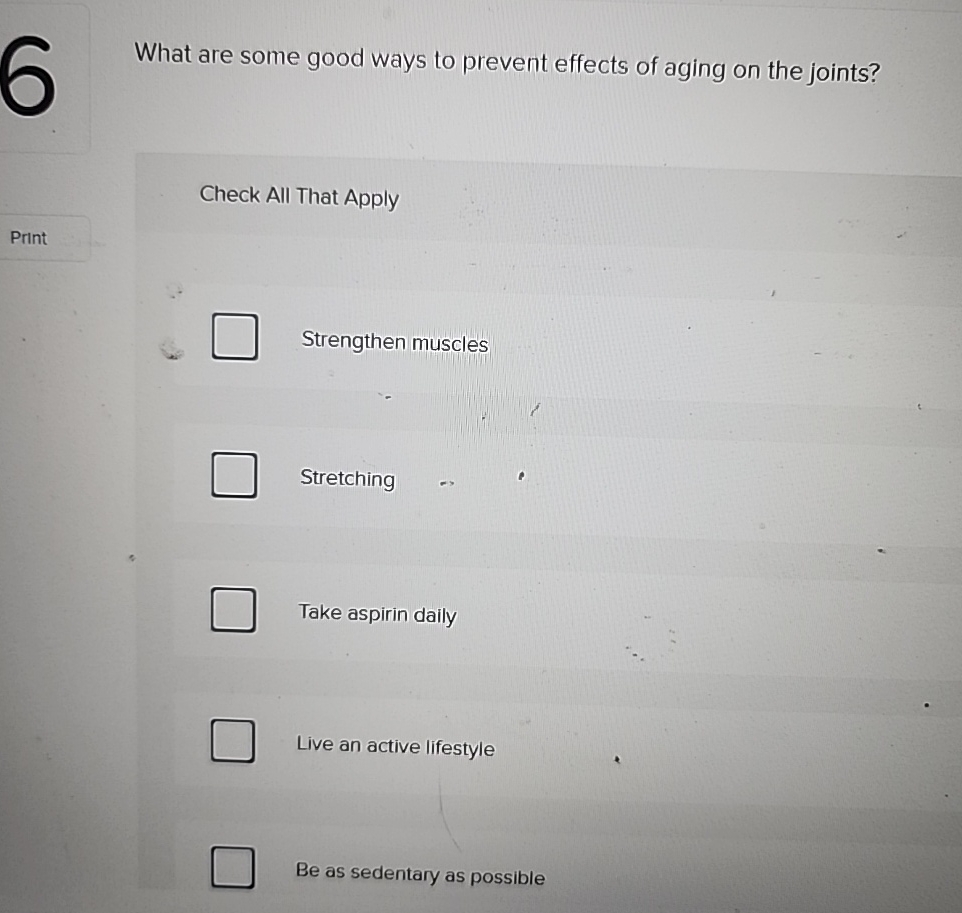 Solved What are some good ways to prevent effects of aging | Chegg.com