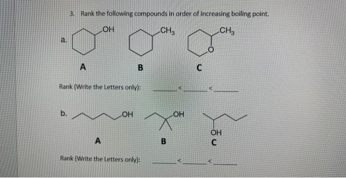 Solved 3. Rank the following compounds in order of | Chegg.com