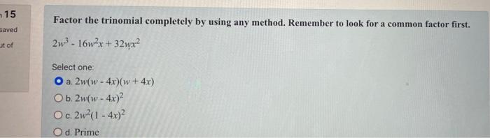 Solved Factor the trinomial completely by using any method. | Chegg.com