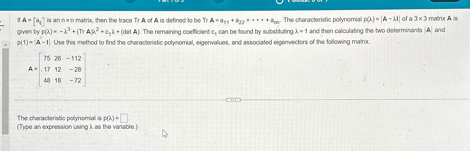 Solved If A=[aij] ﻿is an n×n ﻿matrix, then the trace TrA of | Chegg.com