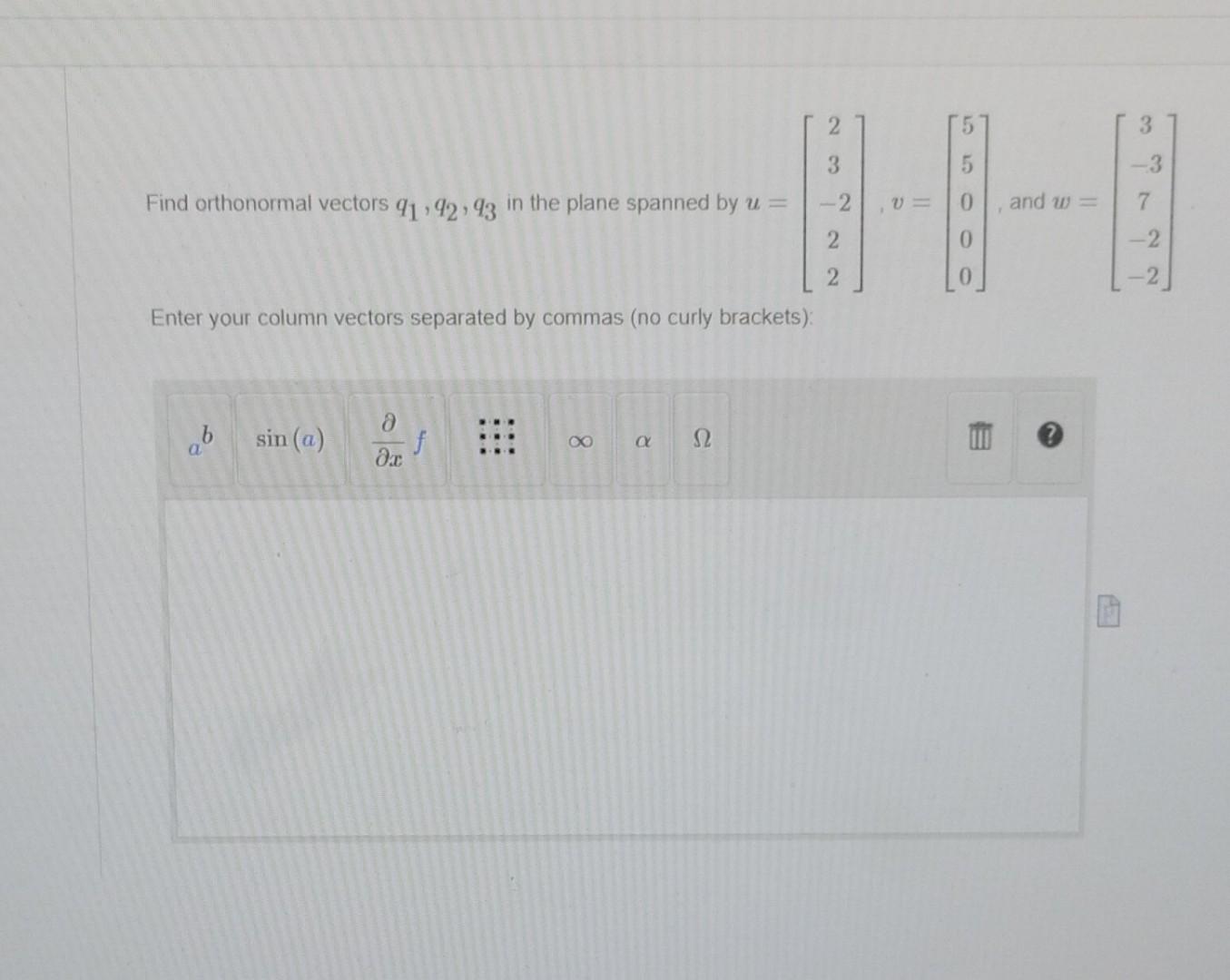 Solved Find orthonormal vectors q1,q2,q3 in the plane | Chegg.com