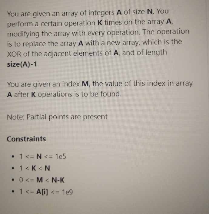 You are given an array of integers A of size N. You | Chegg.com You are given an array of integers A of size N. You | Chegg.com