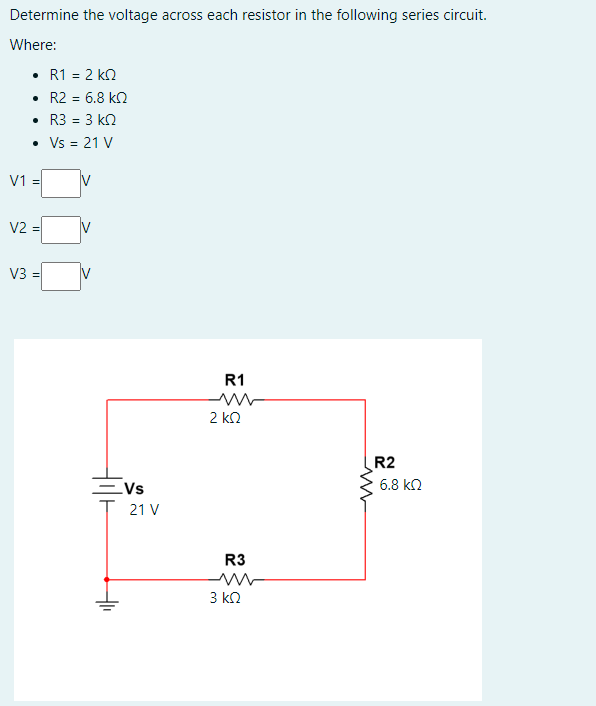 Solved Determine the voltage across each resistor in the | Chegg.com