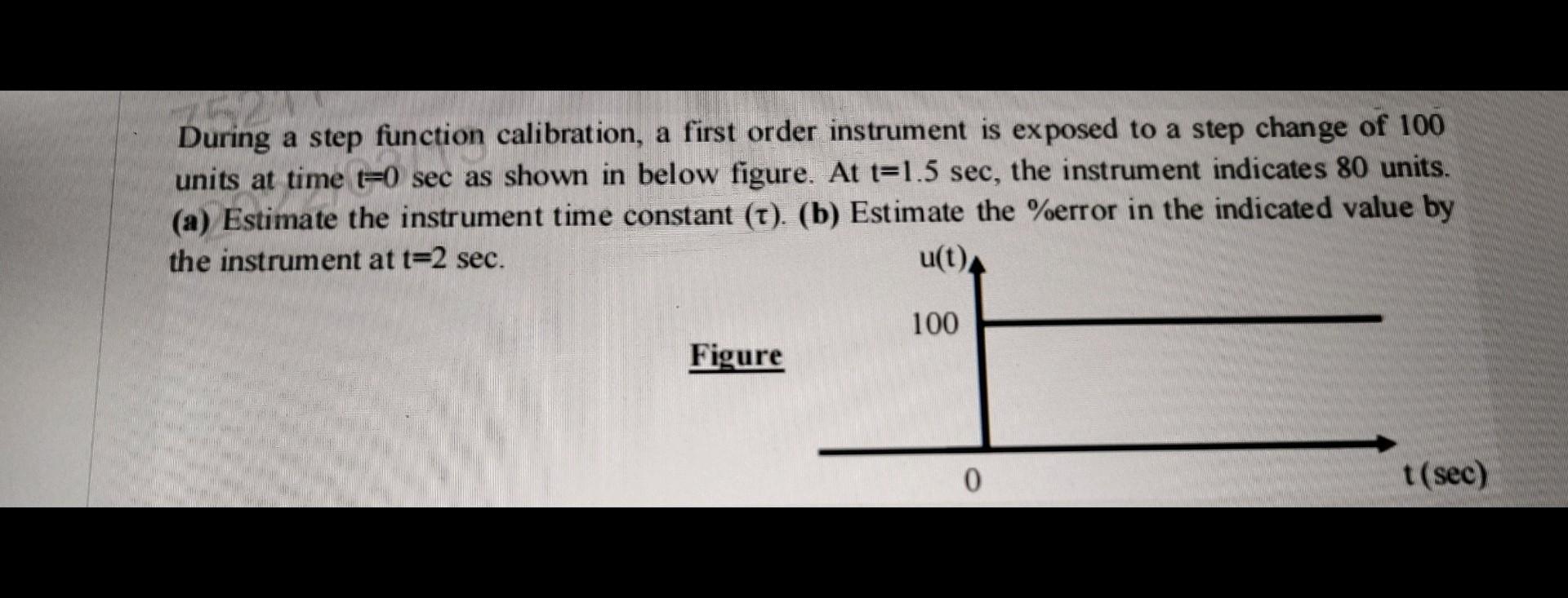 Solved During a step function calibration, a first order | Chegg.com