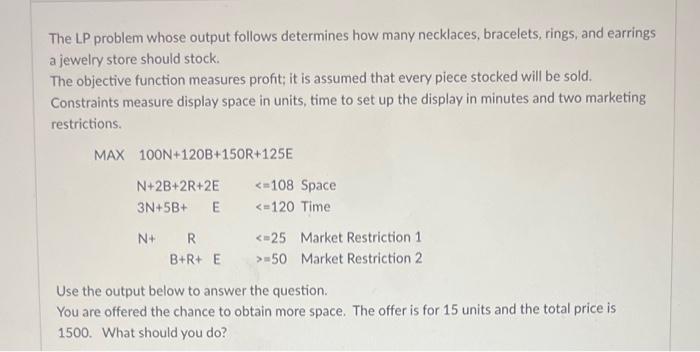 Solved The Lp Problem Whose Output Follows Determines How 