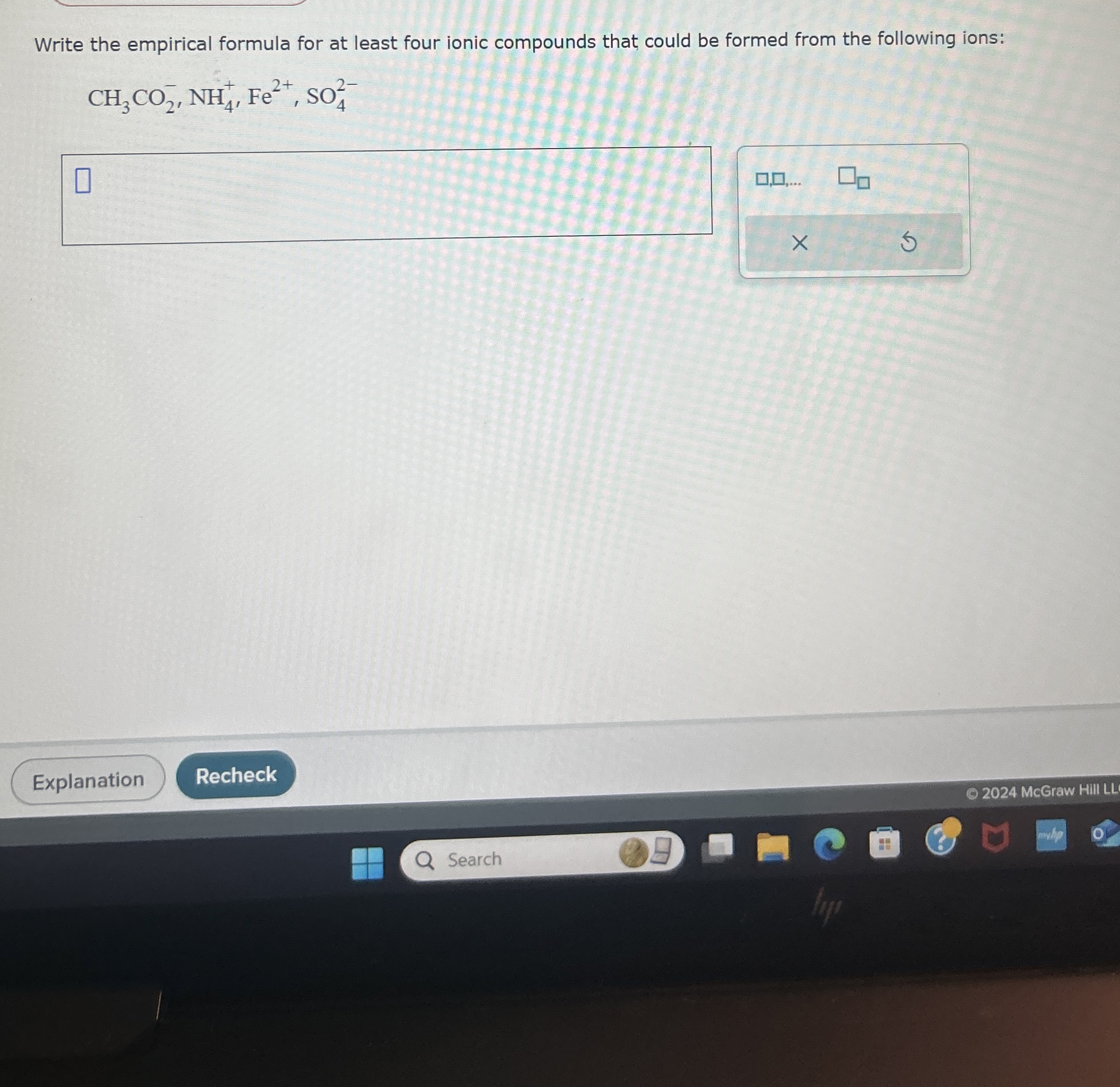 Solved Write the empirical formula for at least four ionic | Chegg.com