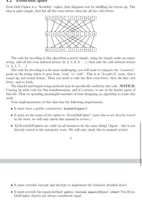 4.2 EvenOddCipher Even Odd Cipher is a "Scrabble | Chegg.com