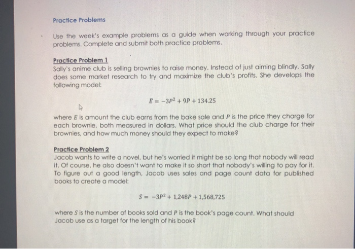 Solved Practice Problems Use The Weeks Example Problems As 4291