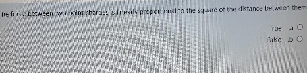 Solved Che force between two point charges is linearly | Chegg.com