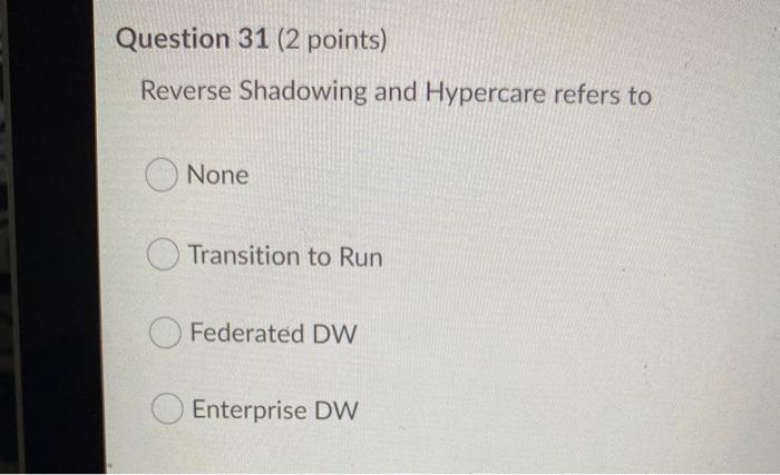 Solved Question 31 (2 points) Reverse Shadowing and | Chegg.com