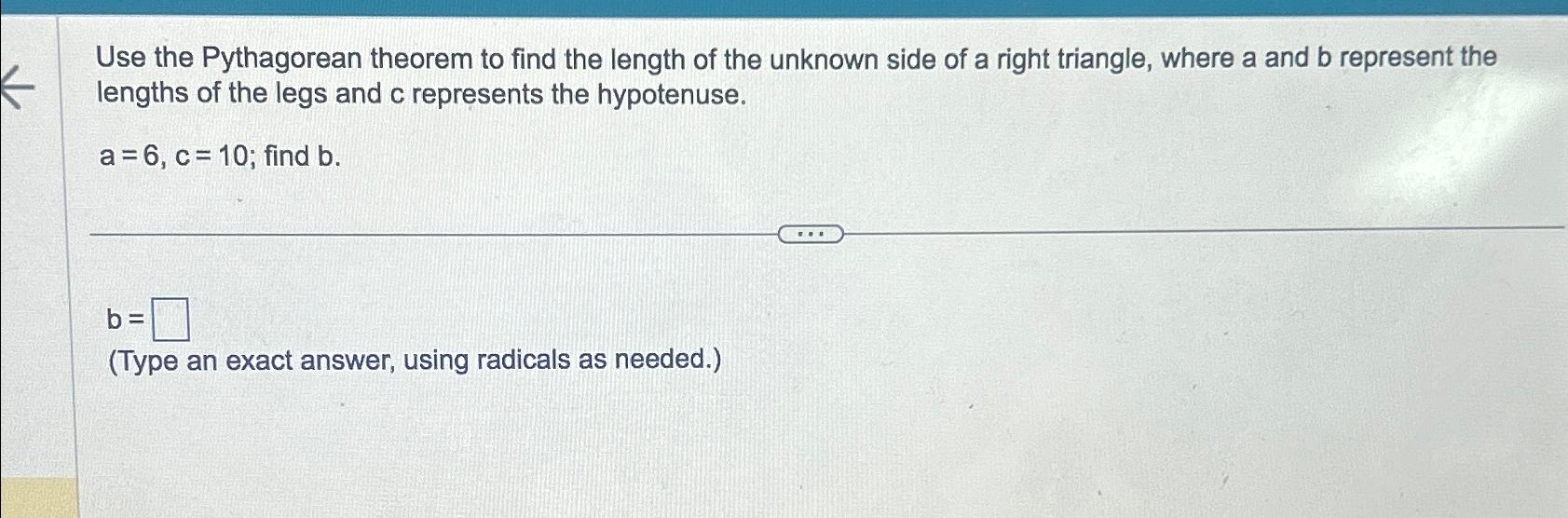 Solved Use the Pythagorean theorem to find the length of the | Chegg.com