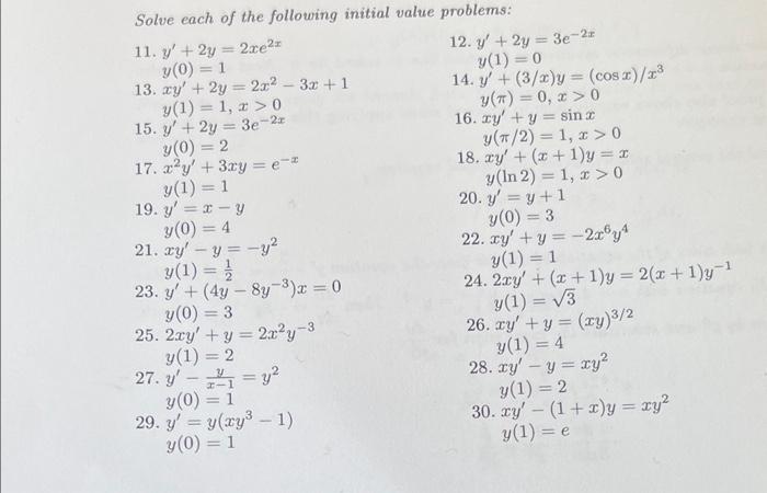 Solved Solve each of the following initial value problems: | Chegg.com