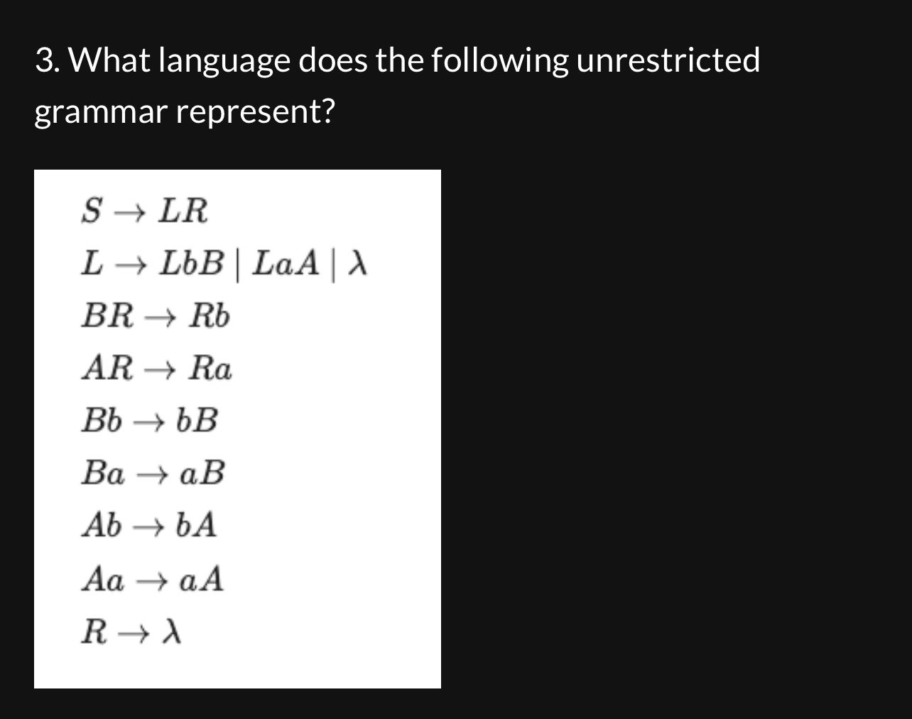 Solved What language does the following unrestrictedgrammar | Chegg.com