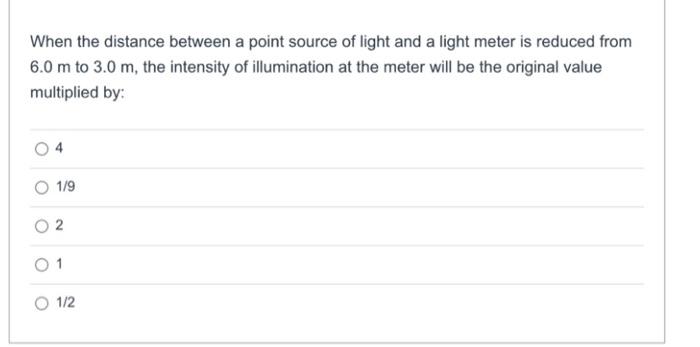 Solved When the distance between a point source of light and | Chegg.com