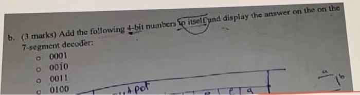 Solved b. (3 marks) Add the following 4-bit numbers to | Chegg.com