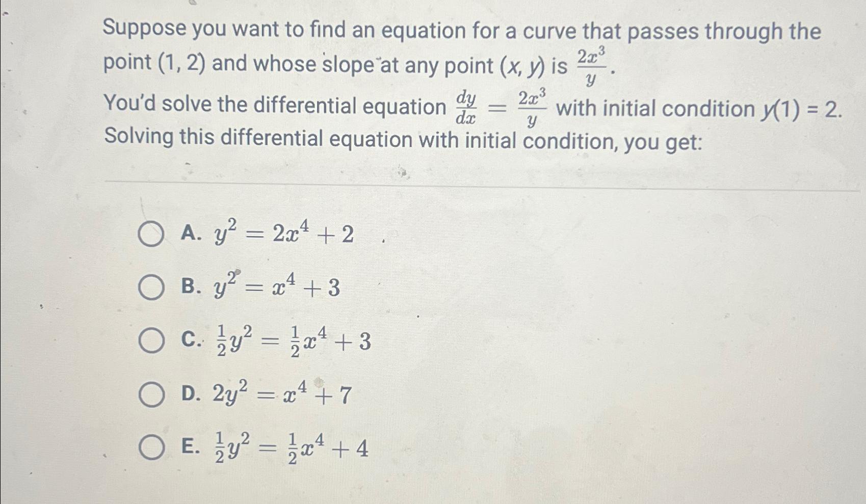 Solved Suppose you want to find an equation for a curve that | Chegg.com