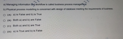 Solved a) ﻿Managing information and workflow is called | Chegg.com