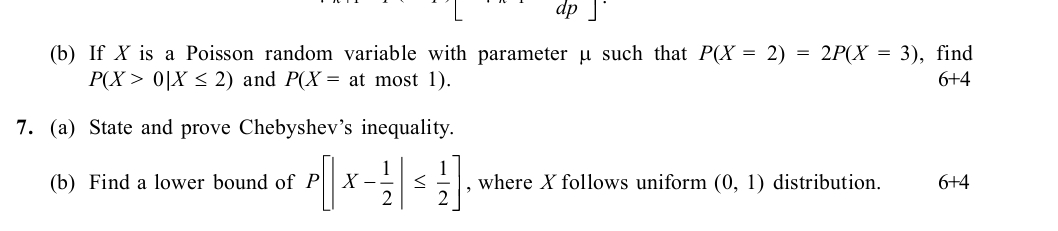 Solved (b) ﻿If x ﻿is a Poisson random variable with | Chegg.com