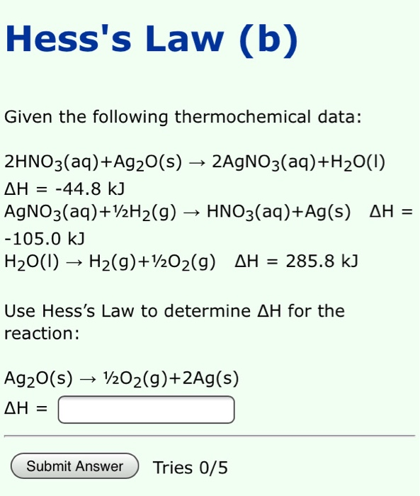 Solved Hess's Law (b) Given the following thermochemical | Chegg.com