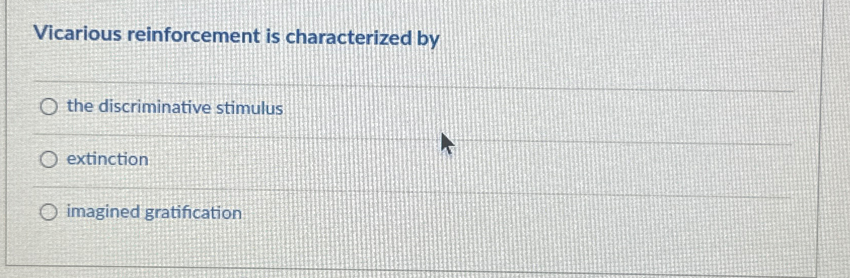 Solved Vicarious reinforcement is characterized bythe | Chegg.com