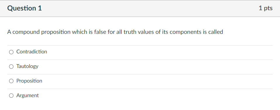 Solved Question 1A compound proposition which is false for | Chegg.com