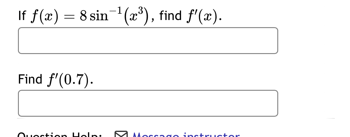 Solved If f(x)=8sin-1(x3), ﻿find f'(x). | Chegg.com