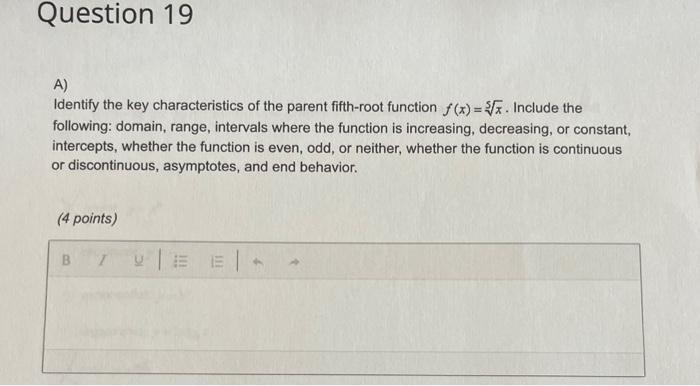 Solved A) Identify the key characteristics of the parent | Chegg.com