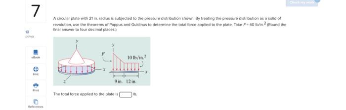 Solved A circular plate with 21 in. radius is subjected to | Chegg.com