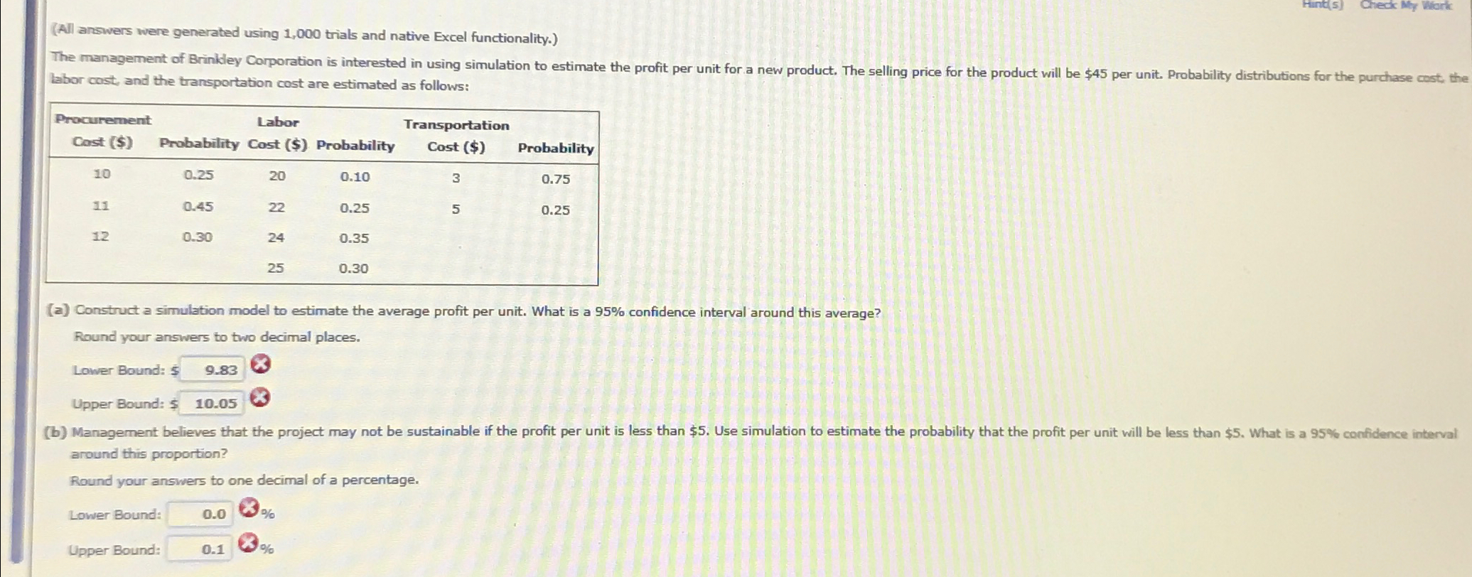 Solved (All answers were generated using 1,000 ﻿trials and | Chegg.com