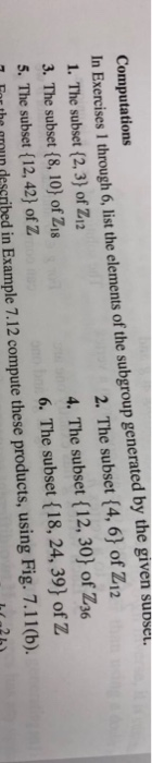 Solved Computations In Exercises 1 through 6, list the | Chegg.com