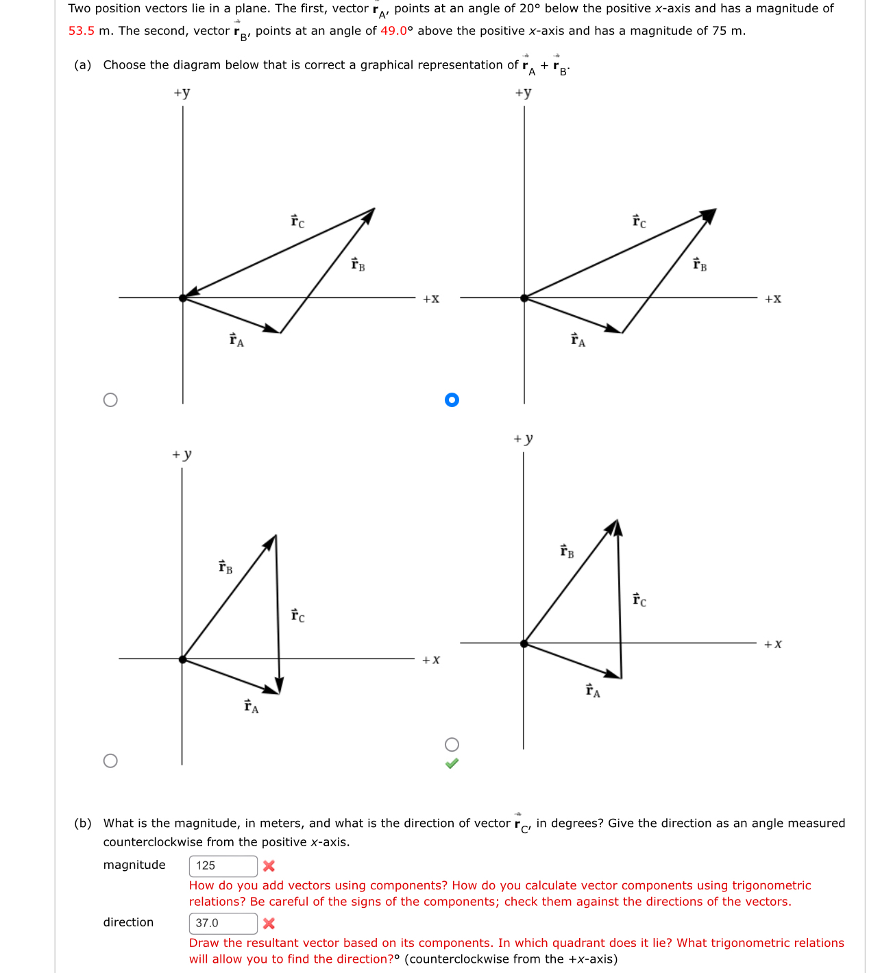 Solved Two position vectors lie in a plane. The first, | Chegg.com